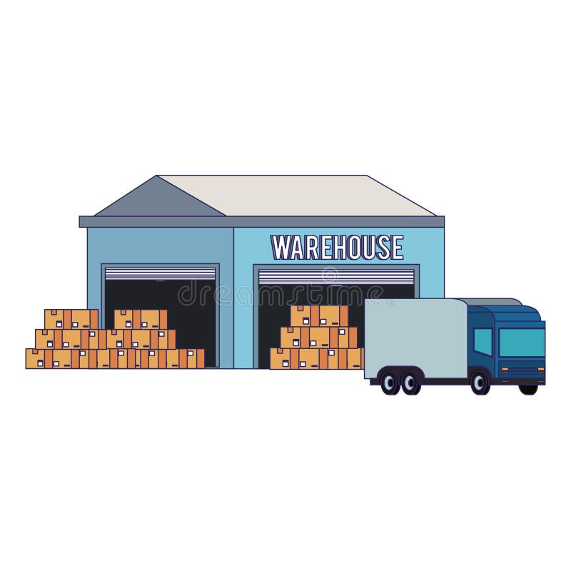 Warehouse Storage Building with Merchandise Blue Lines Stock Vector ...