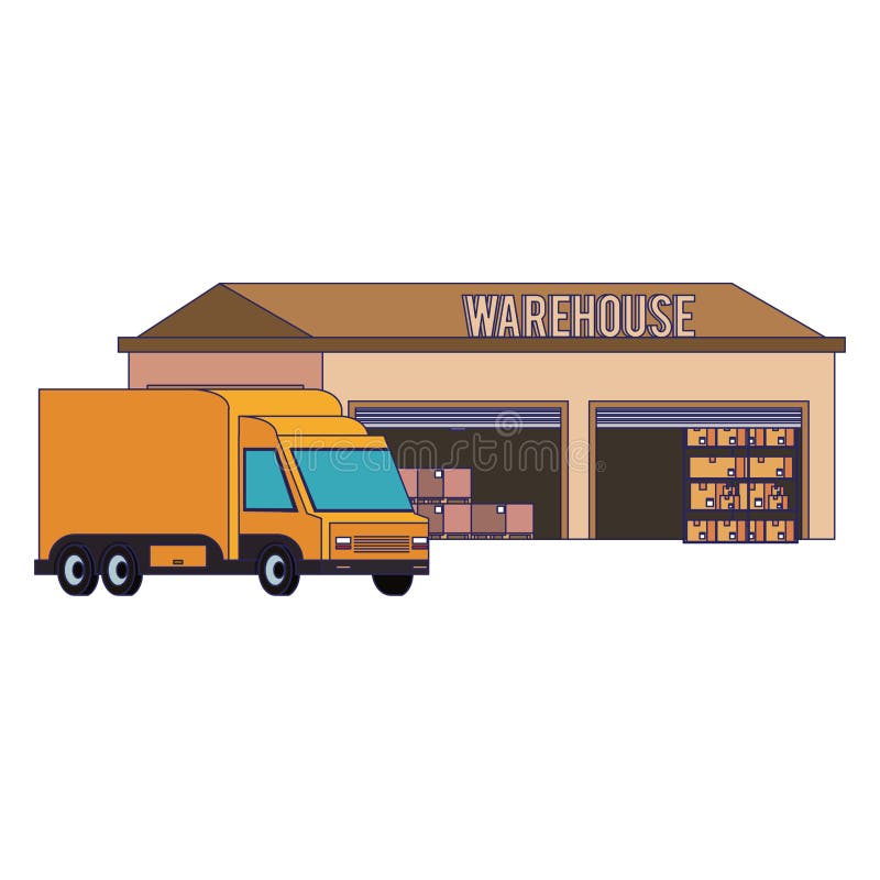 Warehouse Storage Building with Merchandise Blue Lines Stock Vector ...