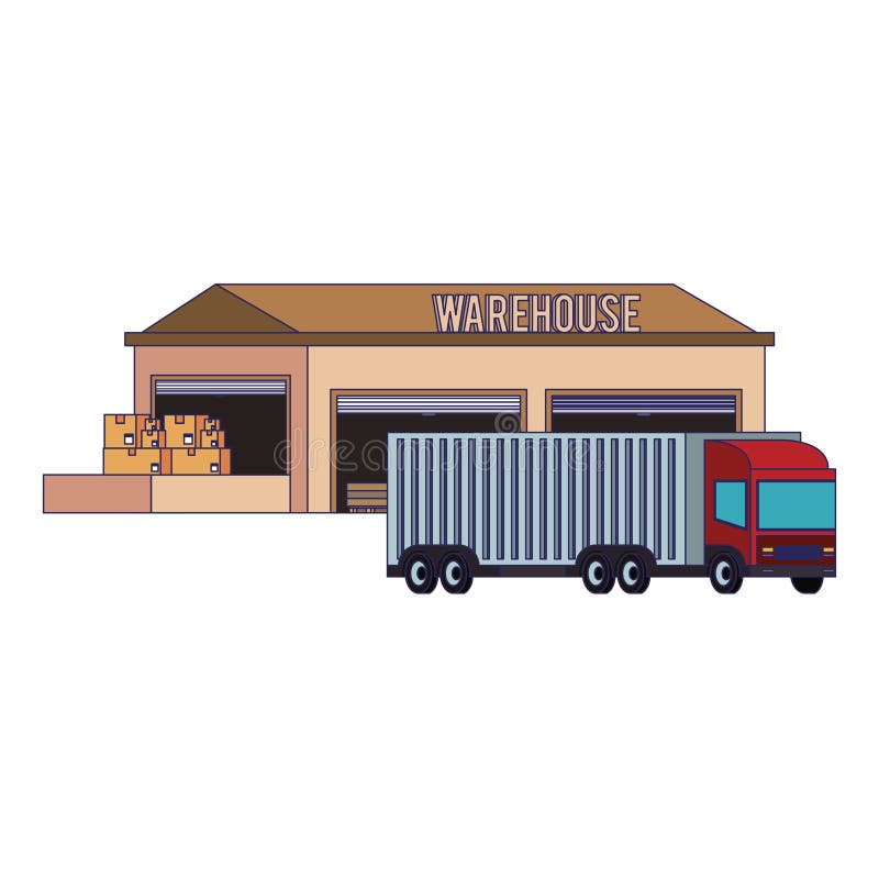 Warehouse Storage Building with Merchandise Blue Lines Stock Vector ...