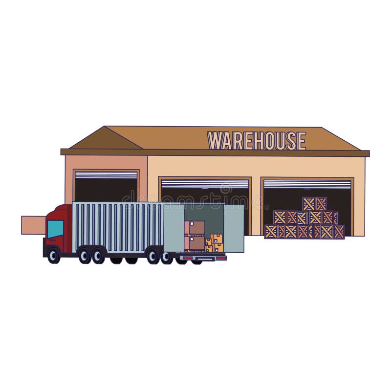Warehouse Storage Building with Merchandise Blue Lines Stock Vector ...