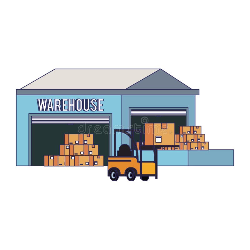 Warehouse Storage Building with Merchandise Blue Lines Stock Vector ...