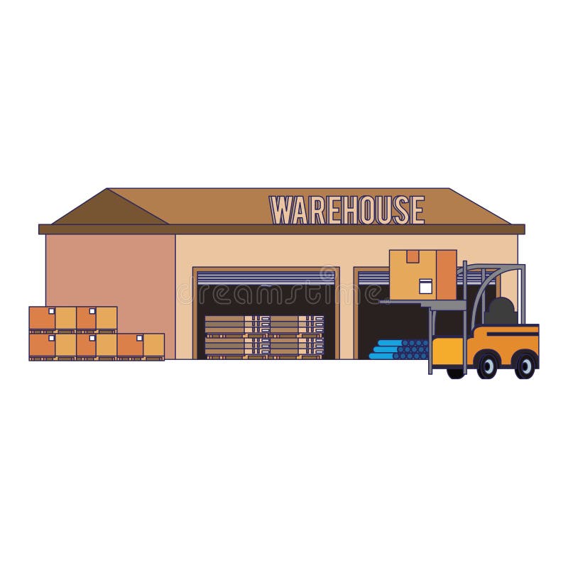 Warehouse Storage Building with Merchandise Blue Lines Stock Vector ...