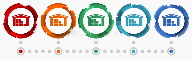 Warehouse, Storage Concept Vector Icon Set, Flat Design Pointers ...