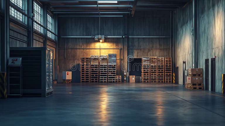 Warehouse Storage and Distribution with Pallets, Loading Dock, and ...