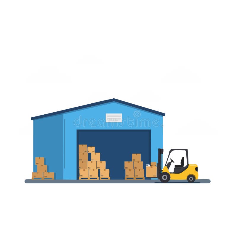 Forklift for Loading Pallets with Packages in Warehouse Interior ...
