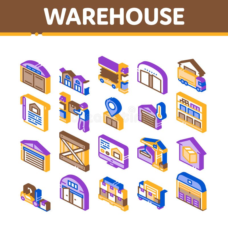 Warehouse and Storage Collection Icons Set Vector Stock Vector ...