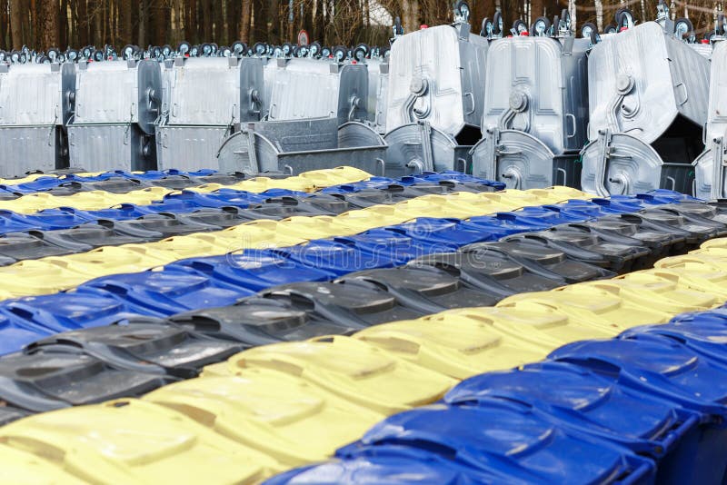 Warehouse Storage New Garbage Containers Stock Photo - Image of spare ...