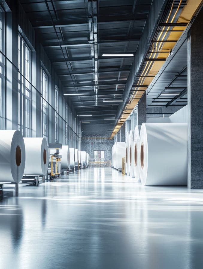 Warehouse Storage Paper Rolls Stock Image - Image of paper, chain ...