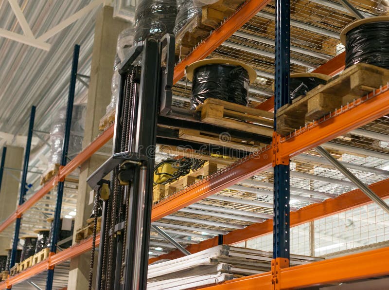 Warehouse storage racks. stock image. Image of manufacturing - 66300437