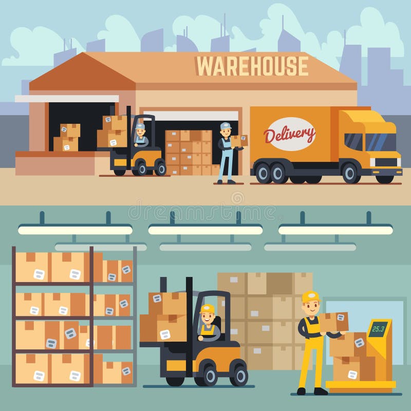 Warehouse Workers Cartoon Vector Characters - Loader, Delivery Man ...