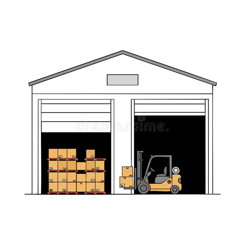 Forklift for Loading Pallets with Packages in Warehouse Interior ...
