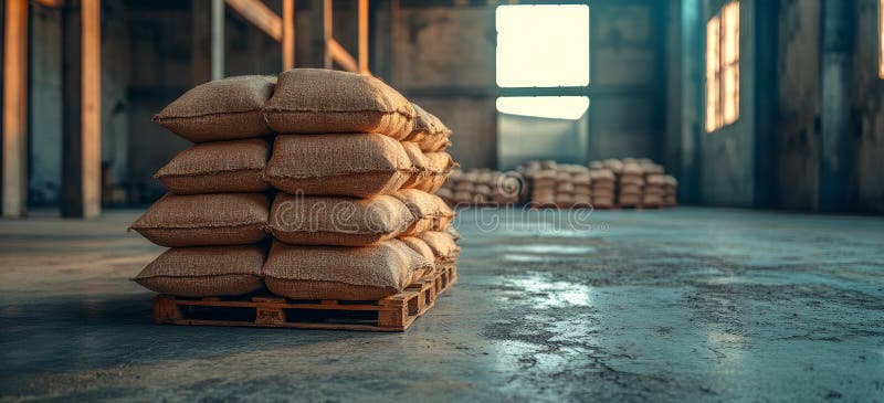 A Warehouse Storing Bags of Rice or Corn in Its Storage Facility Stock ...