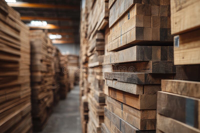 Warehouse Storing Sorted Lumber Timber Wood Material Stock Illustration ...
