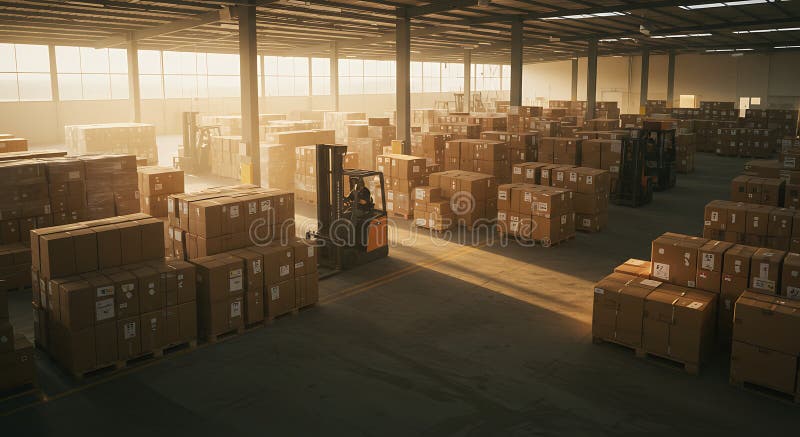 Warehouse Sunset Shift stock illustration. Illustration of commerce ...