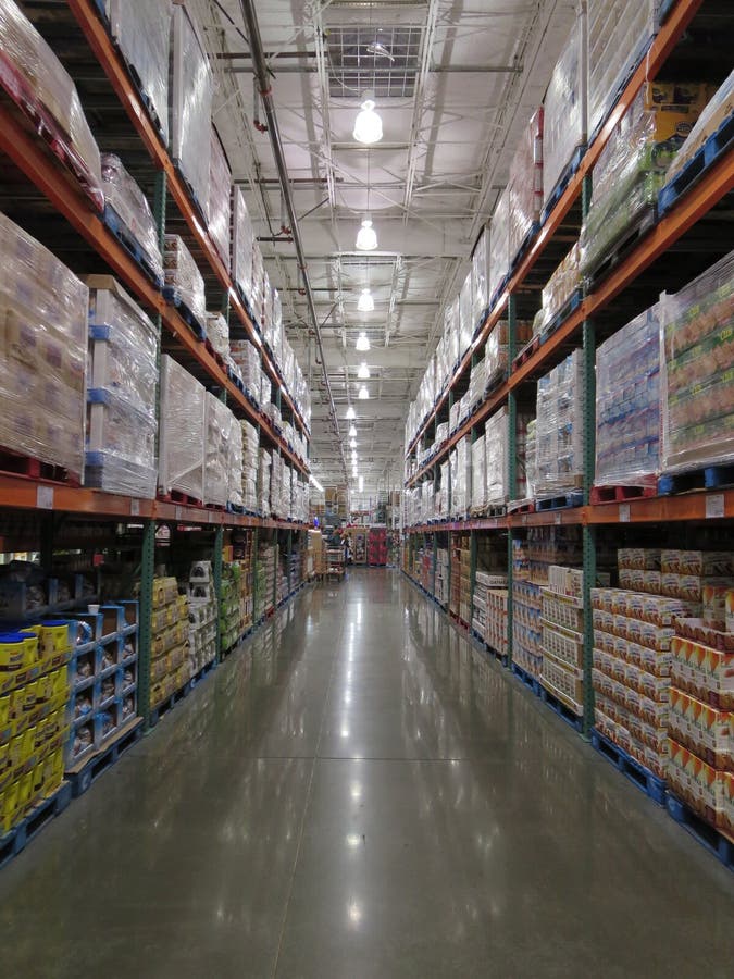Warehouse of a supermarket editorial stock photo. Image of manufactured ...