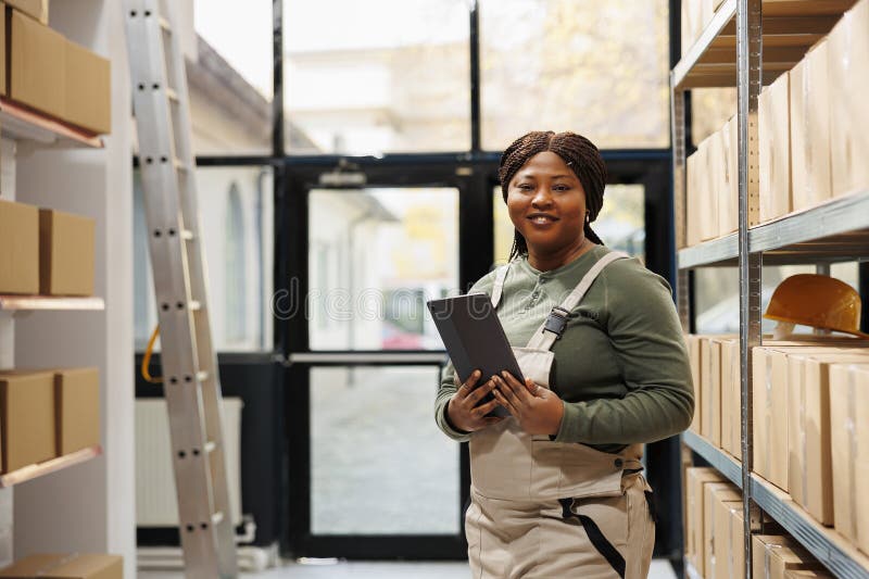 Warehouse Supervisor Smiling at Camera Stock Image - Image of ...