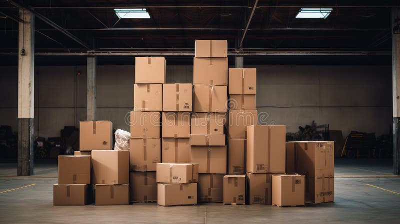 Warehouse Tall Cardboard Box Stock Illustration - Illustration of ...