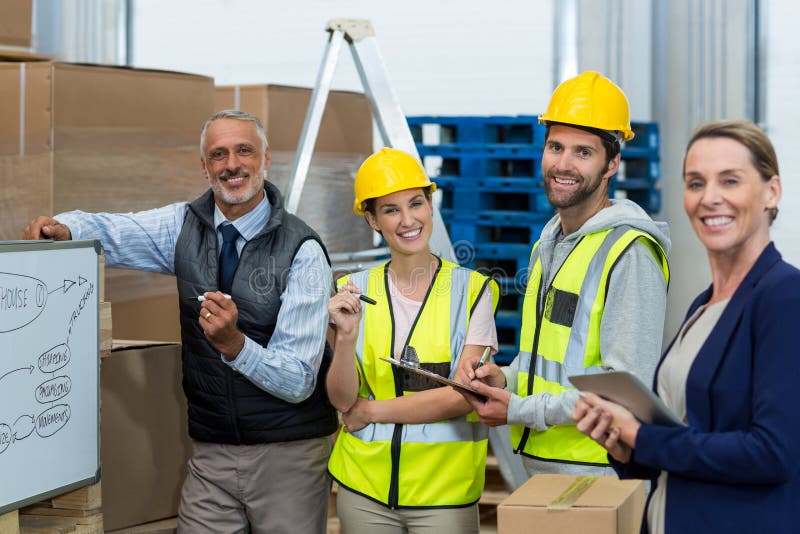Warehouse Team Having a Meeting Stock Image - Image of digital ...