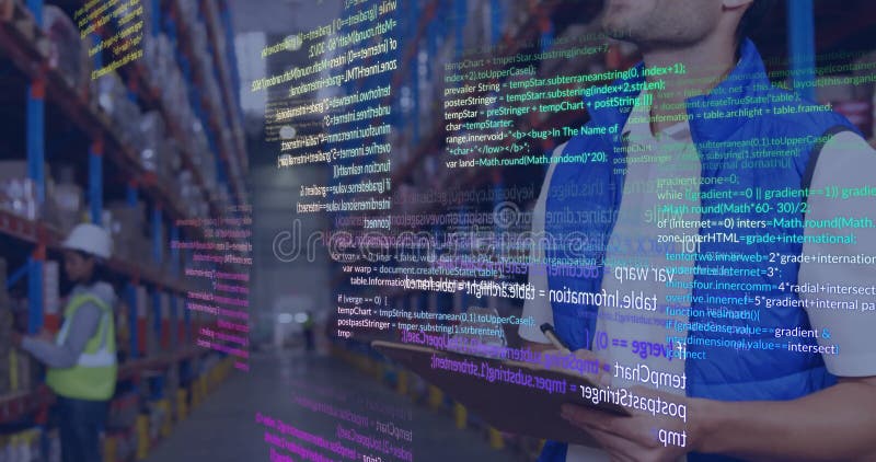 Warehouse Team Scanning Barcodes Logging Stock Activating Code Overlay ...