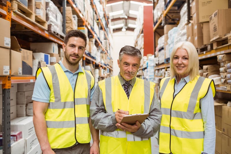 Warehouse Team Smiling at Camera Stock Image - Image of distribution ...