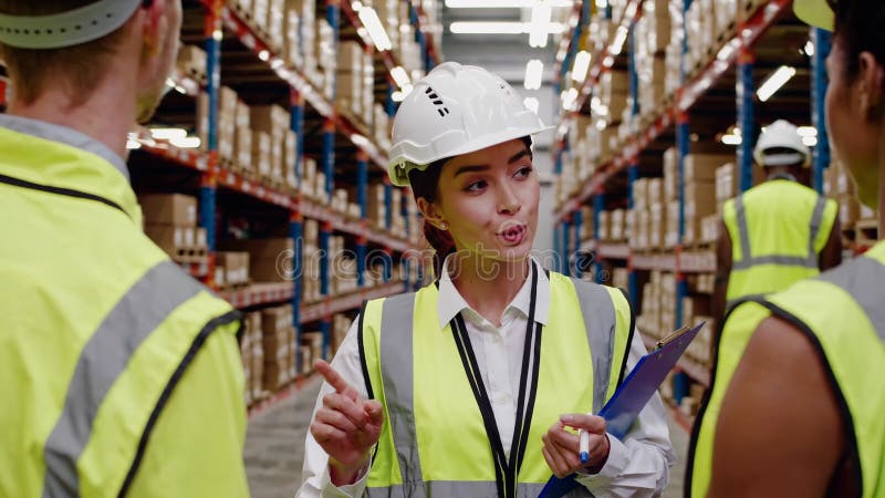 Warehouse Teamwork Efficient Logistics Collaboration Stock Footage ...