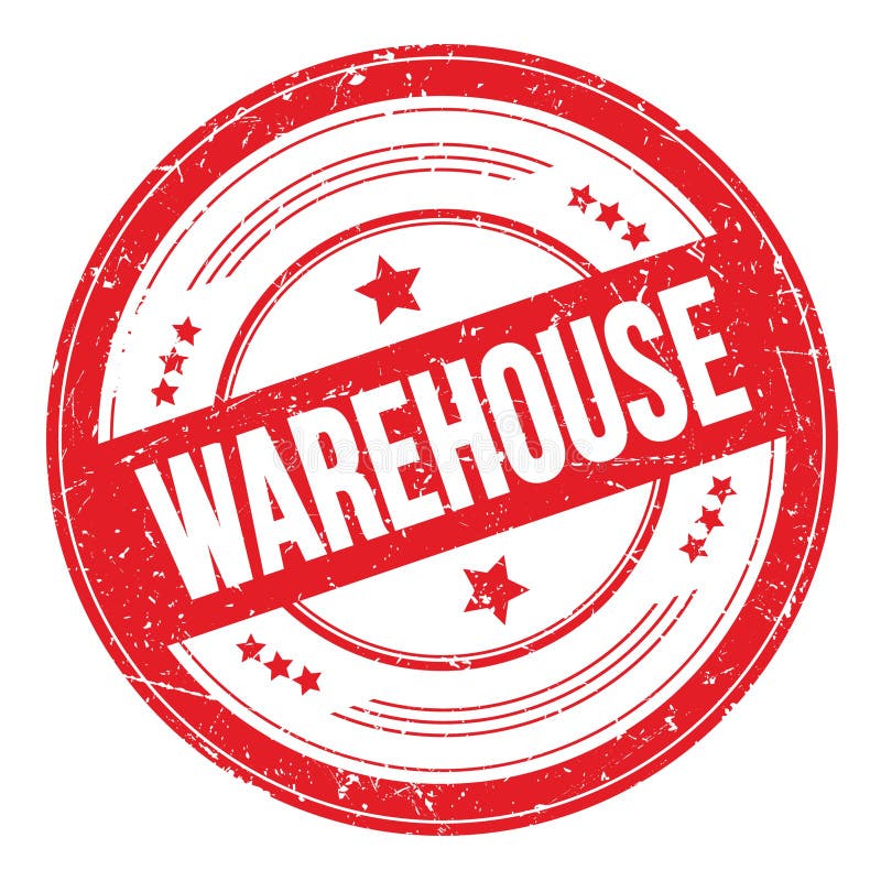 WAREHOUSE Text on Red Round Grungy Stamp Stock Illustration ...