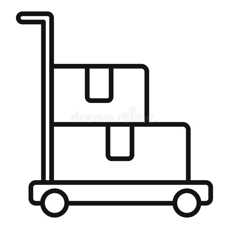 Warehouse Trolley Carrying Two Cardboard Boxes Icon Stock Illustration ...