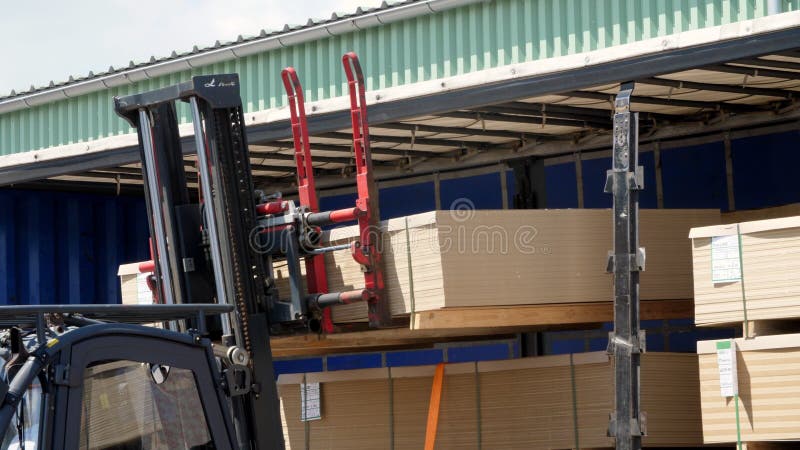 Close-up. Warehouse. Unloading of the Truck. Unloading Goods from the ...