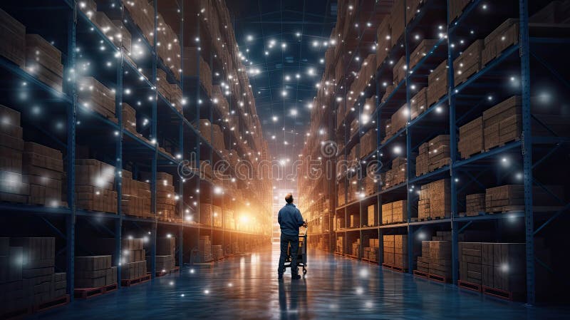 Warehouse view stock illustration. Illustration of distribution - 279877070