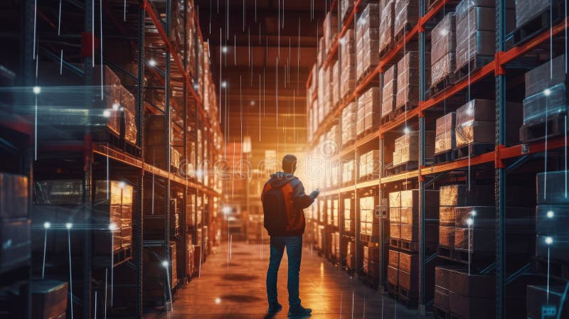 Warehouse view stock illustration. Illustration of person - 279877092