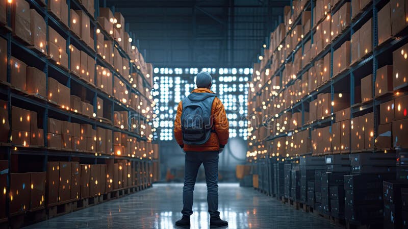 Warehouse view stock illustration. Illustration of person - 279877115