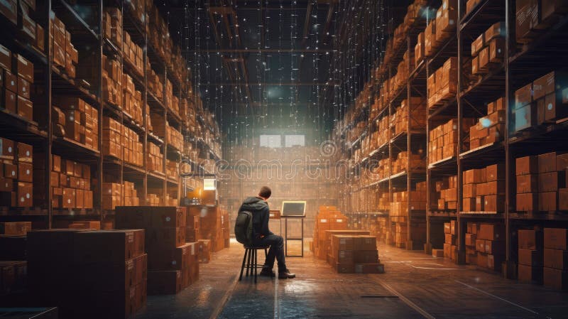 Warehouse view stock illustration. Illustration of distribution - 279877173