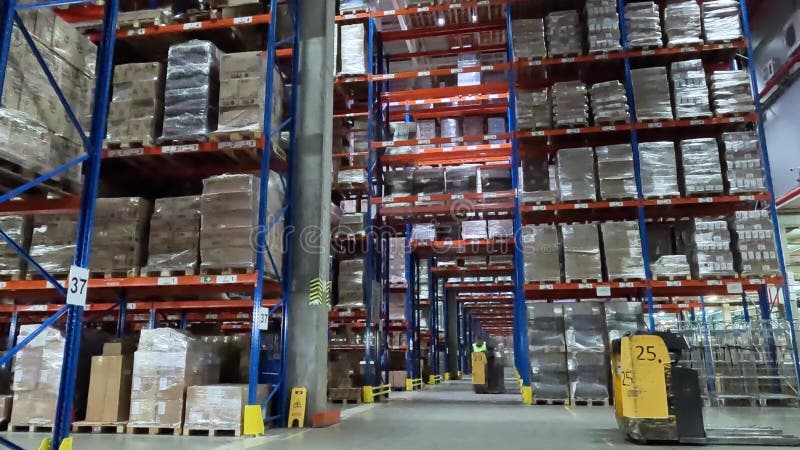 Warehouse Work. People Work in a Large Modern Warehouse Stock Footage ...