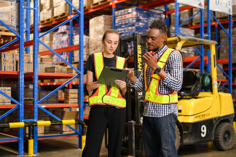Warehouse Worker Brainstorms Checklist Product To Shelf in Warehouse ...