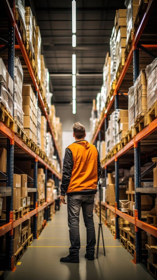 Warehouse Worker Checking the Barcode of Parcels Stock Photo - Image of ...
