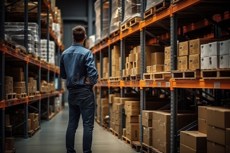 Warehouse Worker Checking the Barcode of Parcels Stock Image - Image of ...