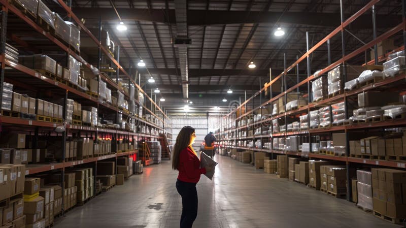 Warehouse Worker Checking and Inspecting Product Quality at Storage ...