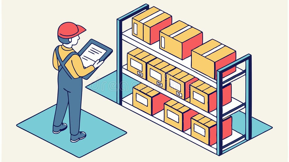 Warehouse Worker Checking Inventory with a Tablet for Smart Logistics, Vector Design Generative ...