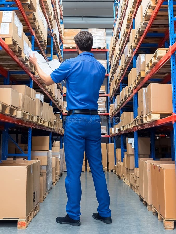 Warehouse Worker Checking Inventory Using a Clipboard Stock Image ...