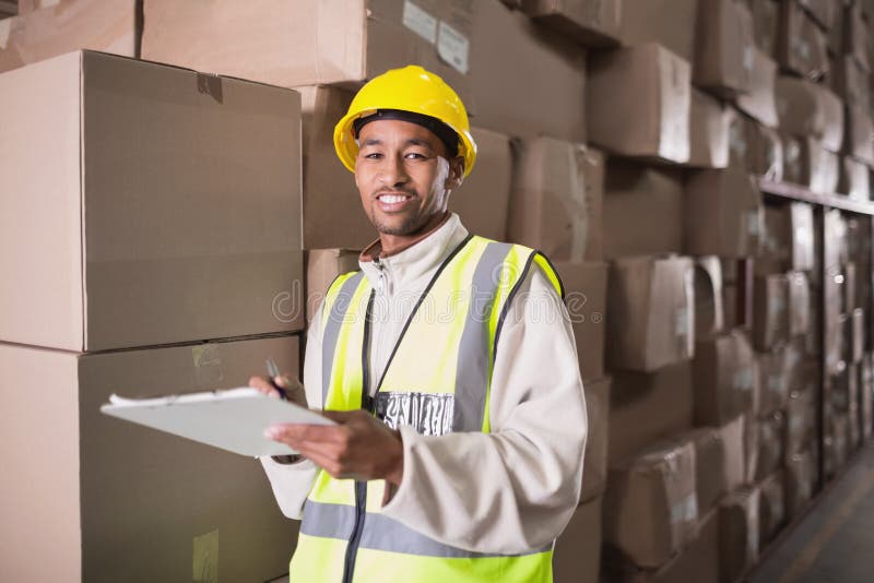 Worker with Clipboard stock image. Image of clerk, happy - 5771389