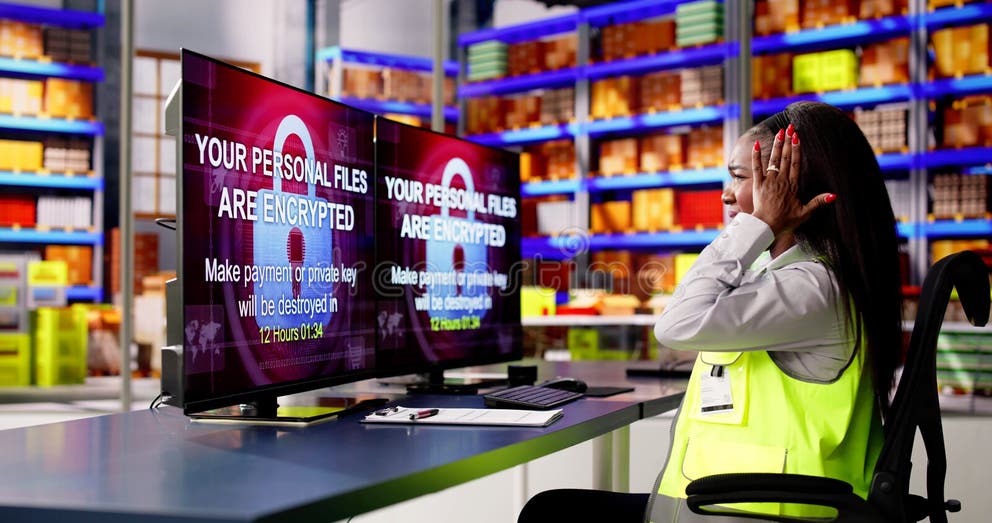 Warehouse Worker Confused with Malware Attack Stock Image - Image of ...