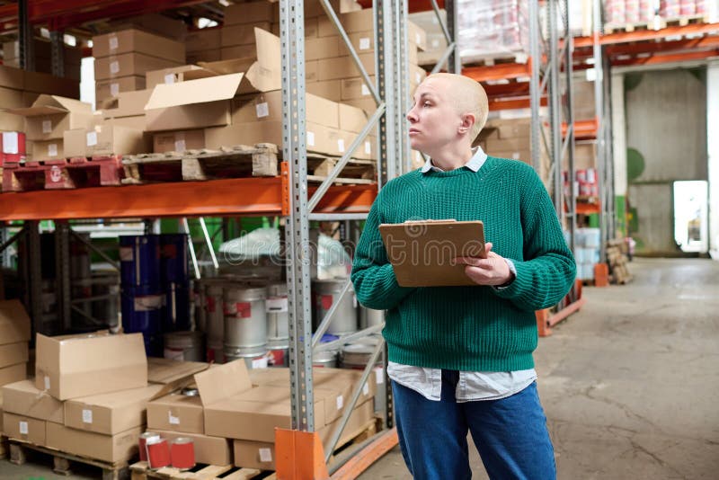 Warehouse Worker Controlling Shipping at Warehouse Stock Image - Image ...