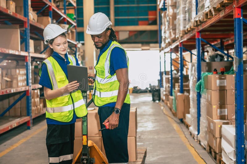 Smart Confident Warehouse Worker Team Portrait Standing Together Happy ...