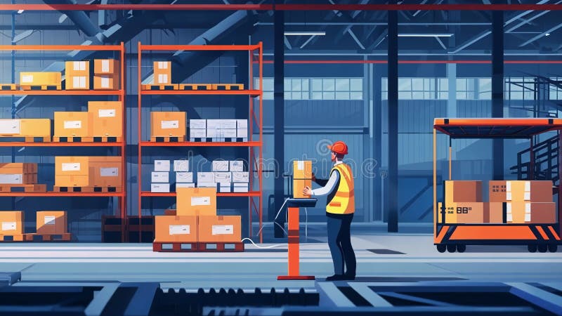 Warehouse Worker Scanning Barcode of Product Using Inventory Scanner ...