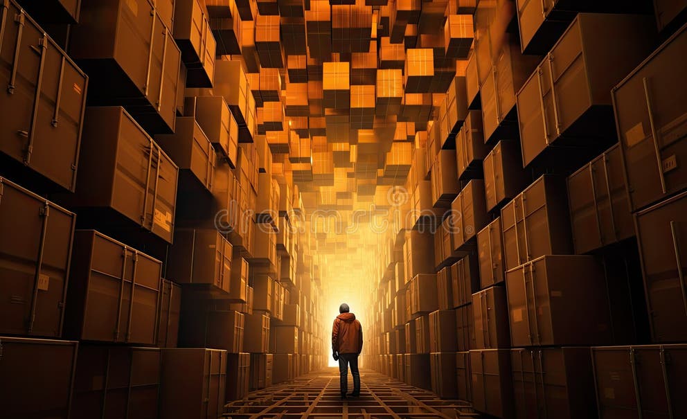 Warehouse Worker Loading Boxes Stock Illustration - Illustration of ...