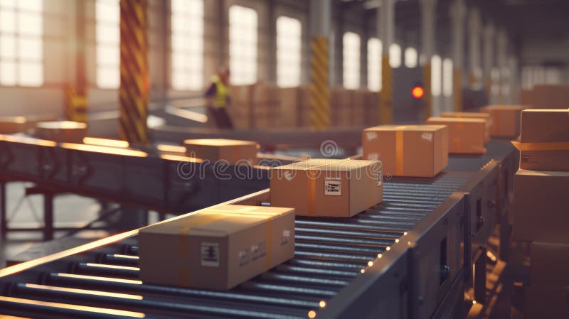 Warehouse Worker Loading Package while Placed on the Rail at Storage ...