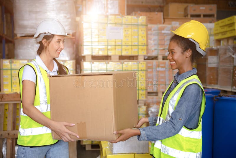 Warehouse Worker Loading Ship Products from Stock Send To Customer by ...