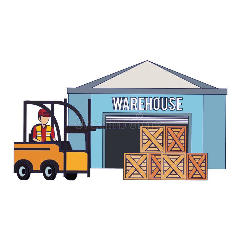 Warehouse Worker Logistics Job Concept Blue Lines Stock Vector ...