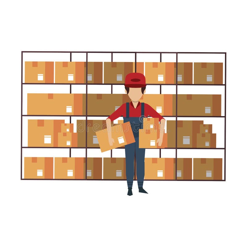 Warehouse Worker Logistics Job Concept Stock Vector - Illustration of ...