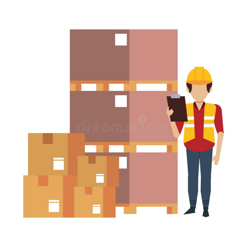 Warehouse Worker Logistics Job Concept Blue Lines Stock Vector ...